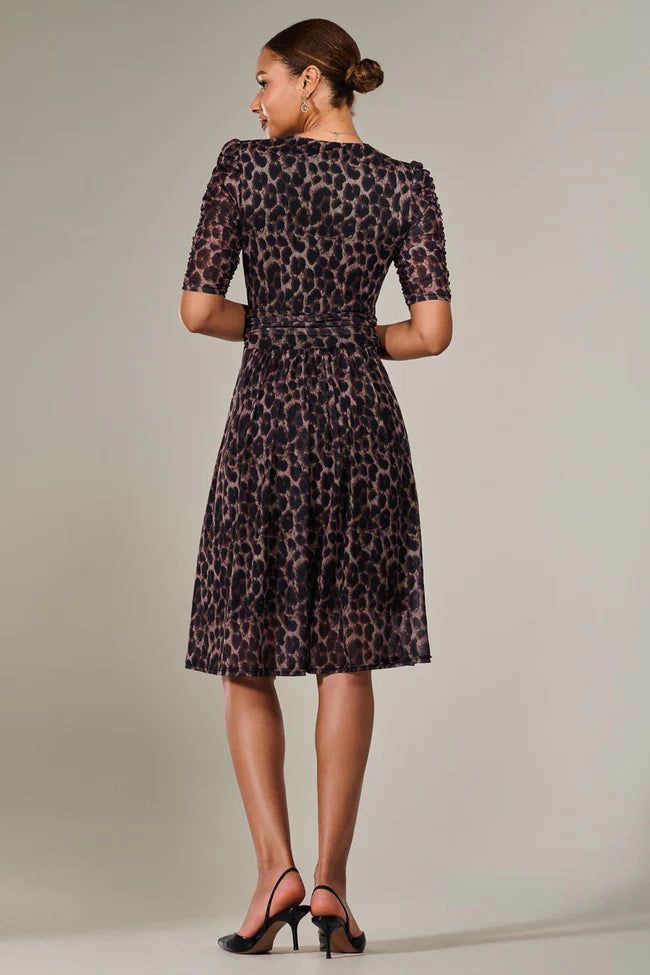 Jolie Moi Mesh Half Sleeve Midaxi Dress , Brown Leopard – Lir Boutique